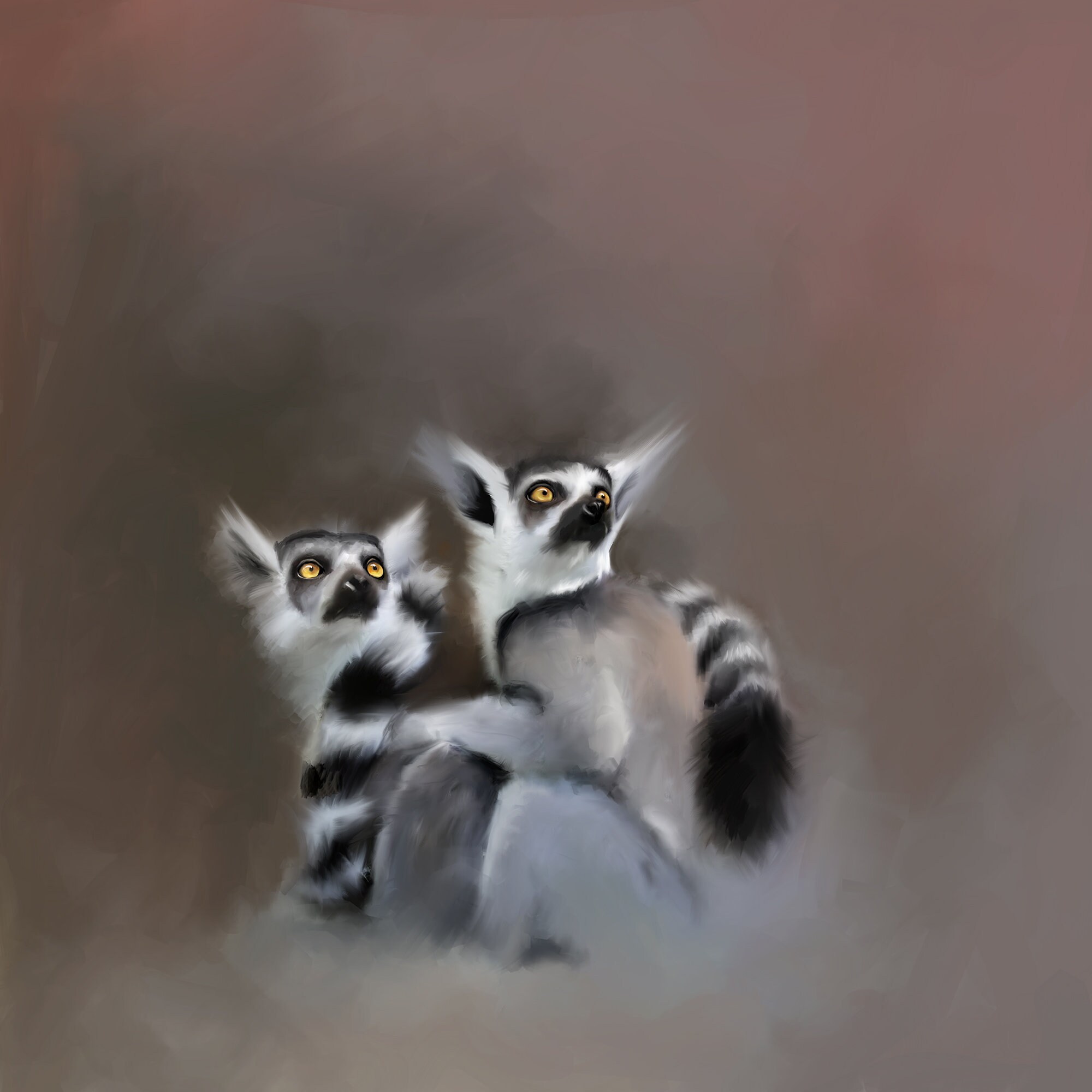 Digital Wall Art LEMUR HUGGING, Oil Painting Printable, Perfect Wall ...