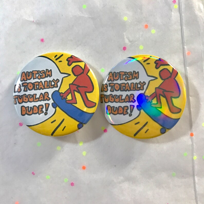 4 Pack Holographic or Plain 80s Autism Button Pins ( 37 Mm ) - Etsy