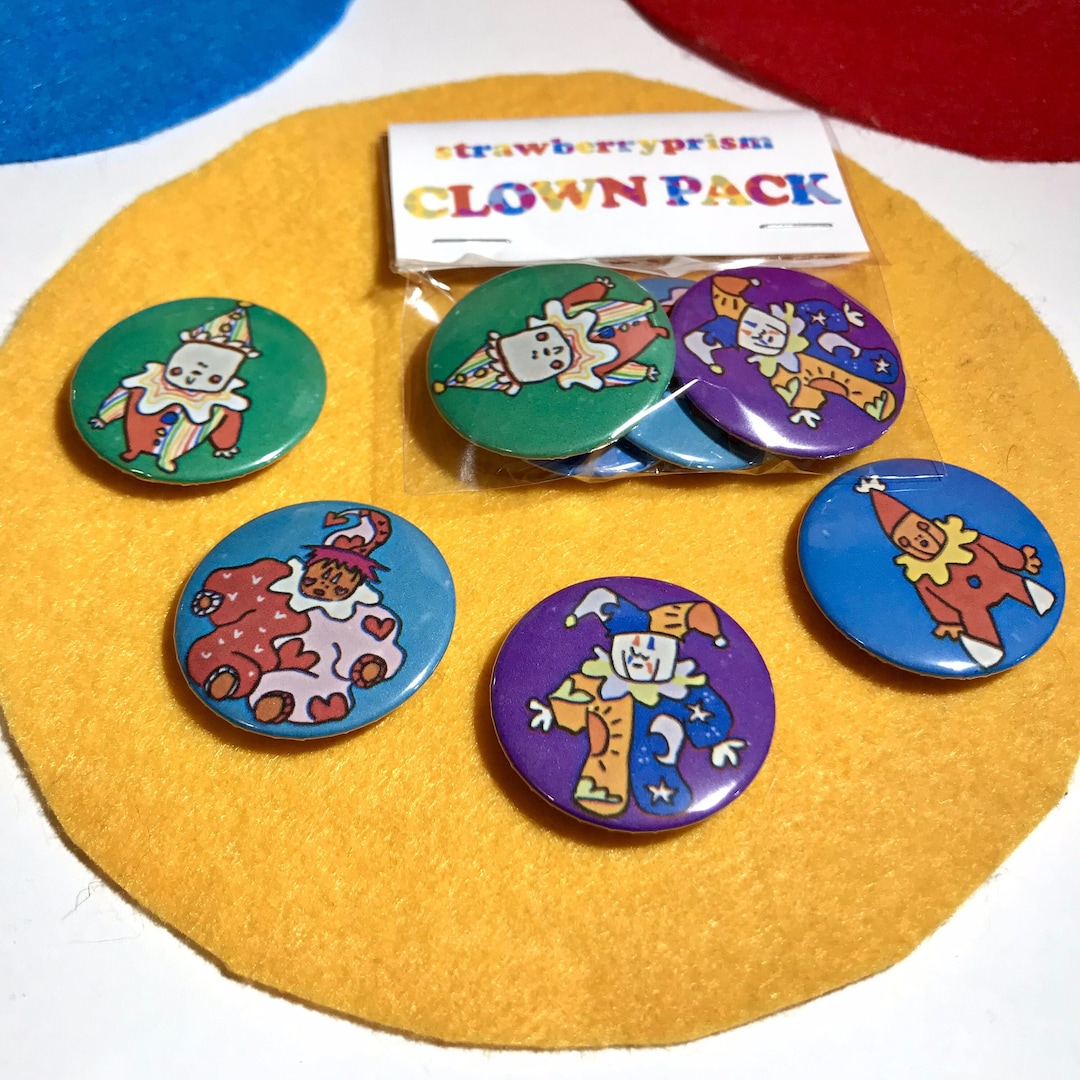 4 Pack Retro Style Clown Button Pins ( 37 Mm ) - Etsy