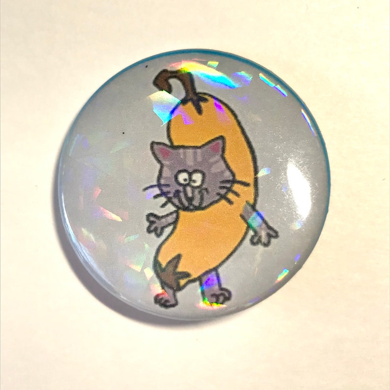 4 Pack Holographic Fruity Cats Button Pins 37 Mm - Etsy