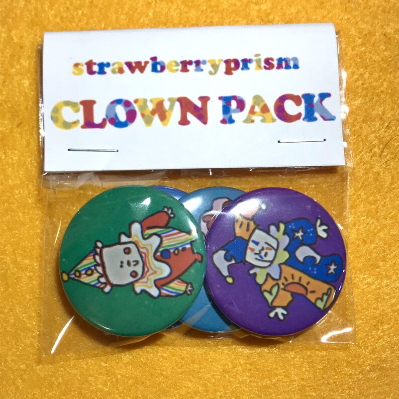 4 Pack Retro Style Clown Button Pins ( 37 Mm ) - Etsy