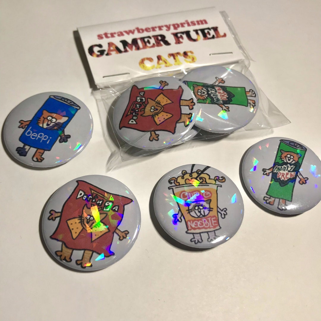 4 Pack Holographic Gamer Fuel Cats Button Pins ( 37 Mm ) - Etsy