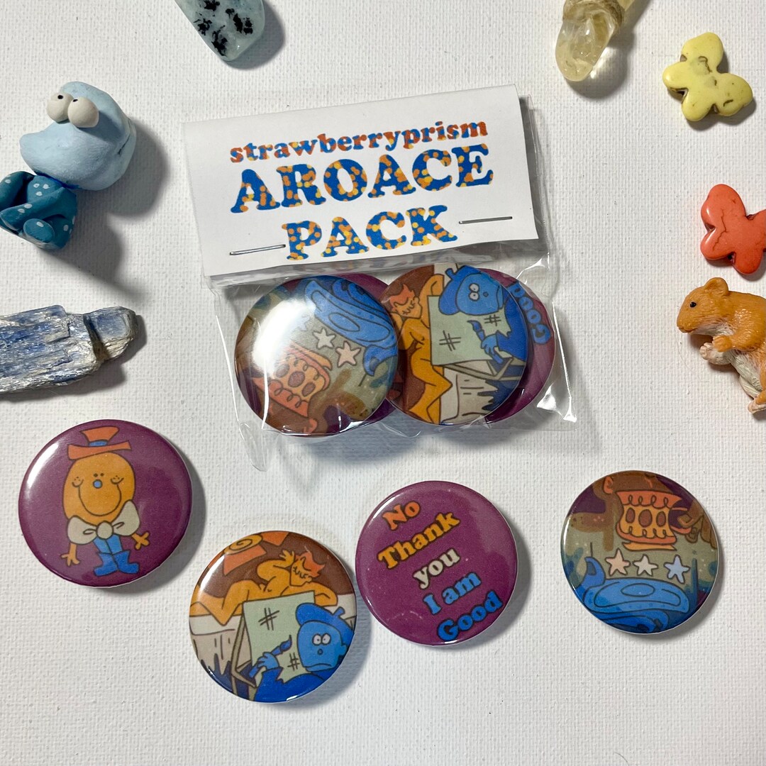 4 Pack Retro Style Aroace Button Pins ( 37 Mm ) - Etsy