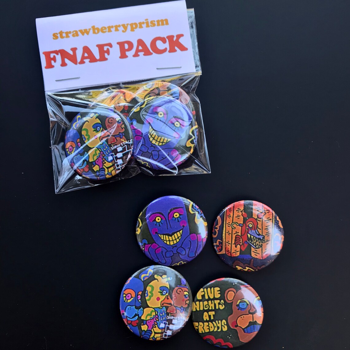 4 Pack Retro Style FNAF Button Pins 37 Mm - Etsy