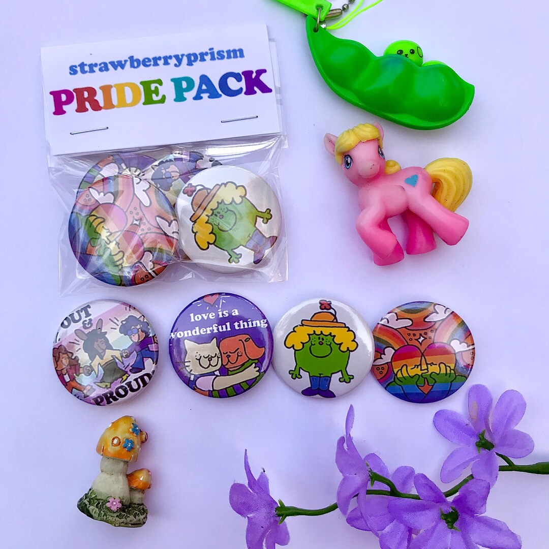 4 Pack Retro Style Pride Button Pins 37 Mm - Etsy