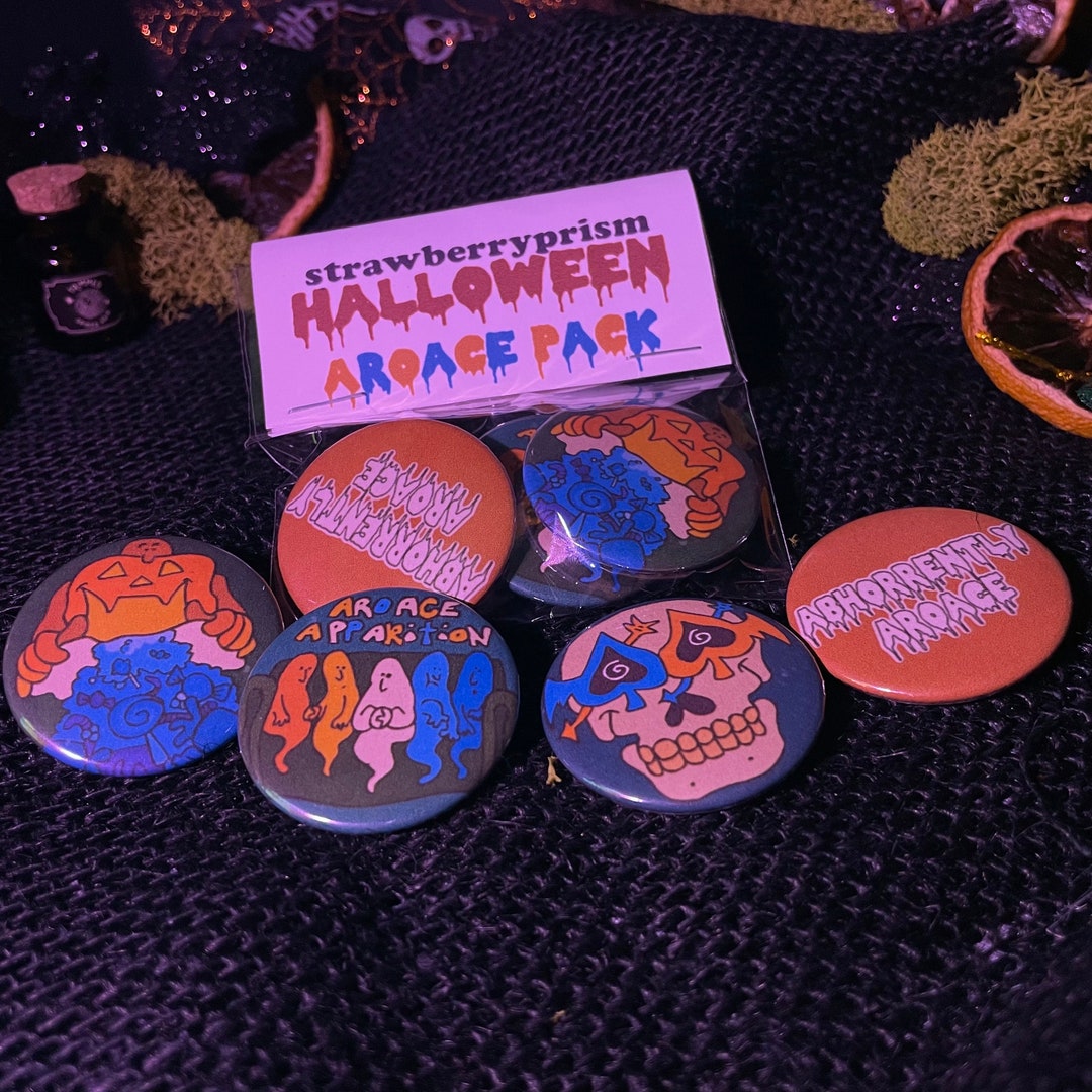 4 Pack Halloween Aroace Button Pins 37 Mm - Etsy