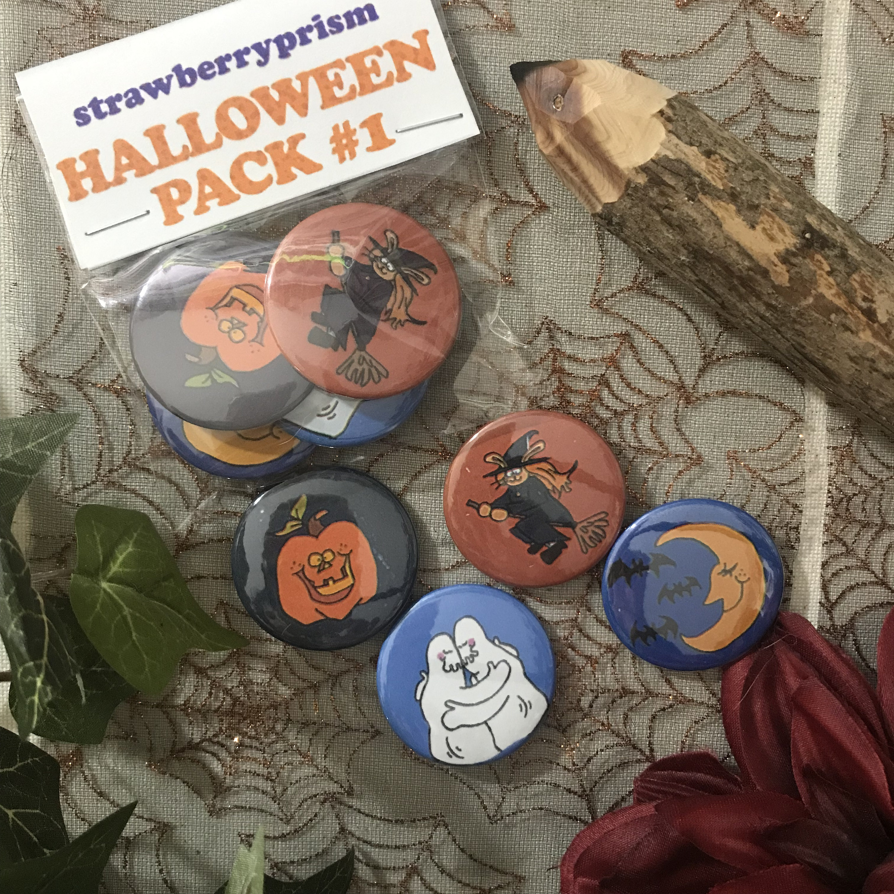 4 Pack Retro Style Halloween Button Pins 37 Mm - Etsy