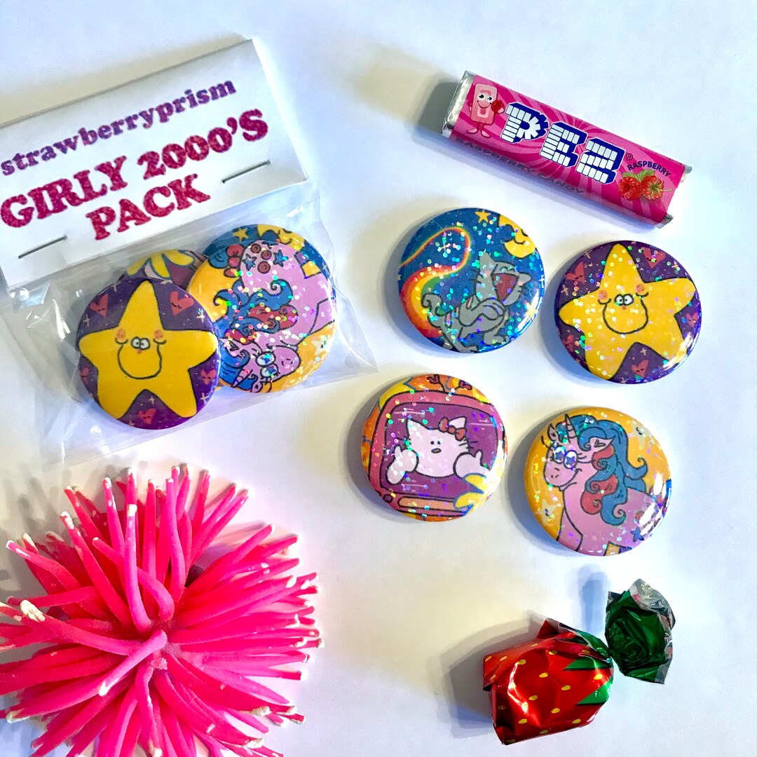 4 Pack Holographic Glitter Girly Y2K Button Pins ( 37 Mm ) - Etsy