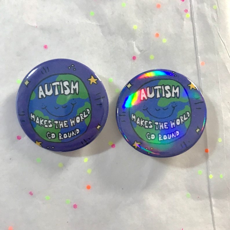 4 Pack Holographic or Plain 80s Autism Button Pins ( 37 Mm ) - Etsy