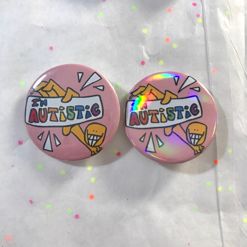 4 Pack Holographic or Plain 80s Autism Button Pins ( 37 Mm ) - Etsy