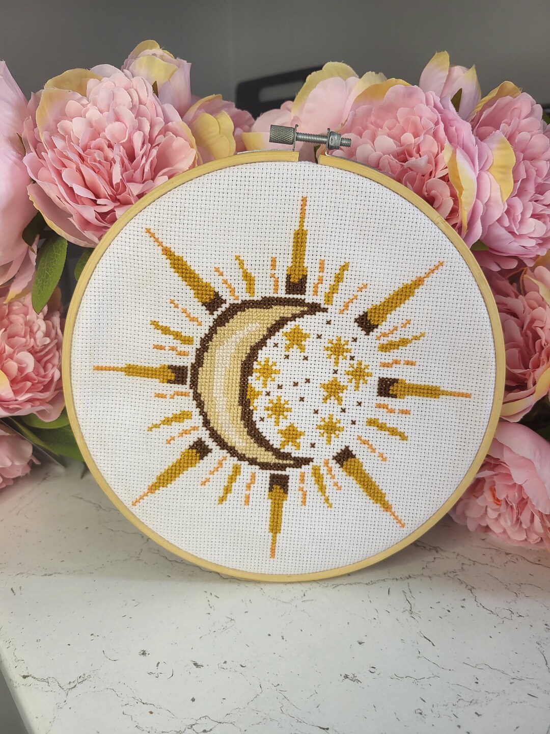 Handmade Cross Stitch Half Moon Design Tarot Card Wall - Etsy