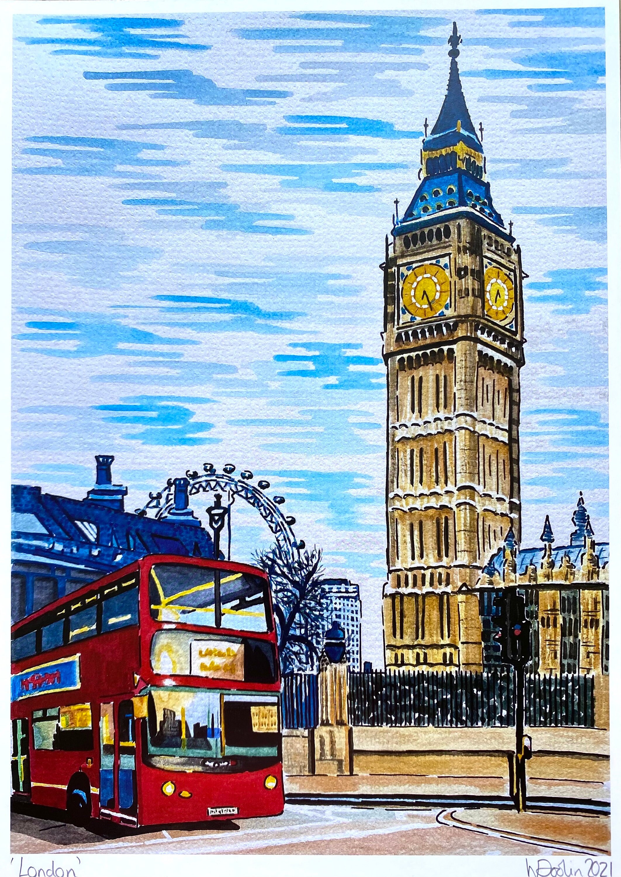 A4 Art Print of Original Watercolour Painting london by Wendy Doolin ...