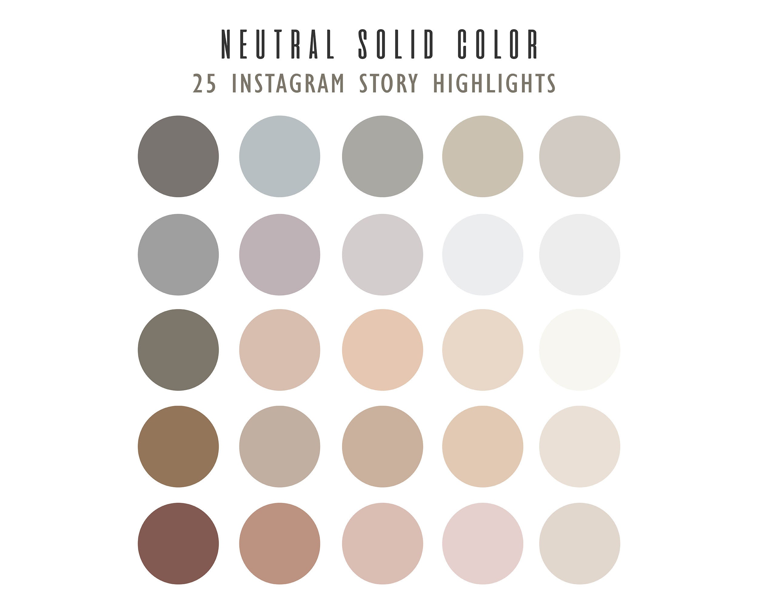 Neutral Solid Color Instagram Icons, 25 Stories Instagram Highlights ...