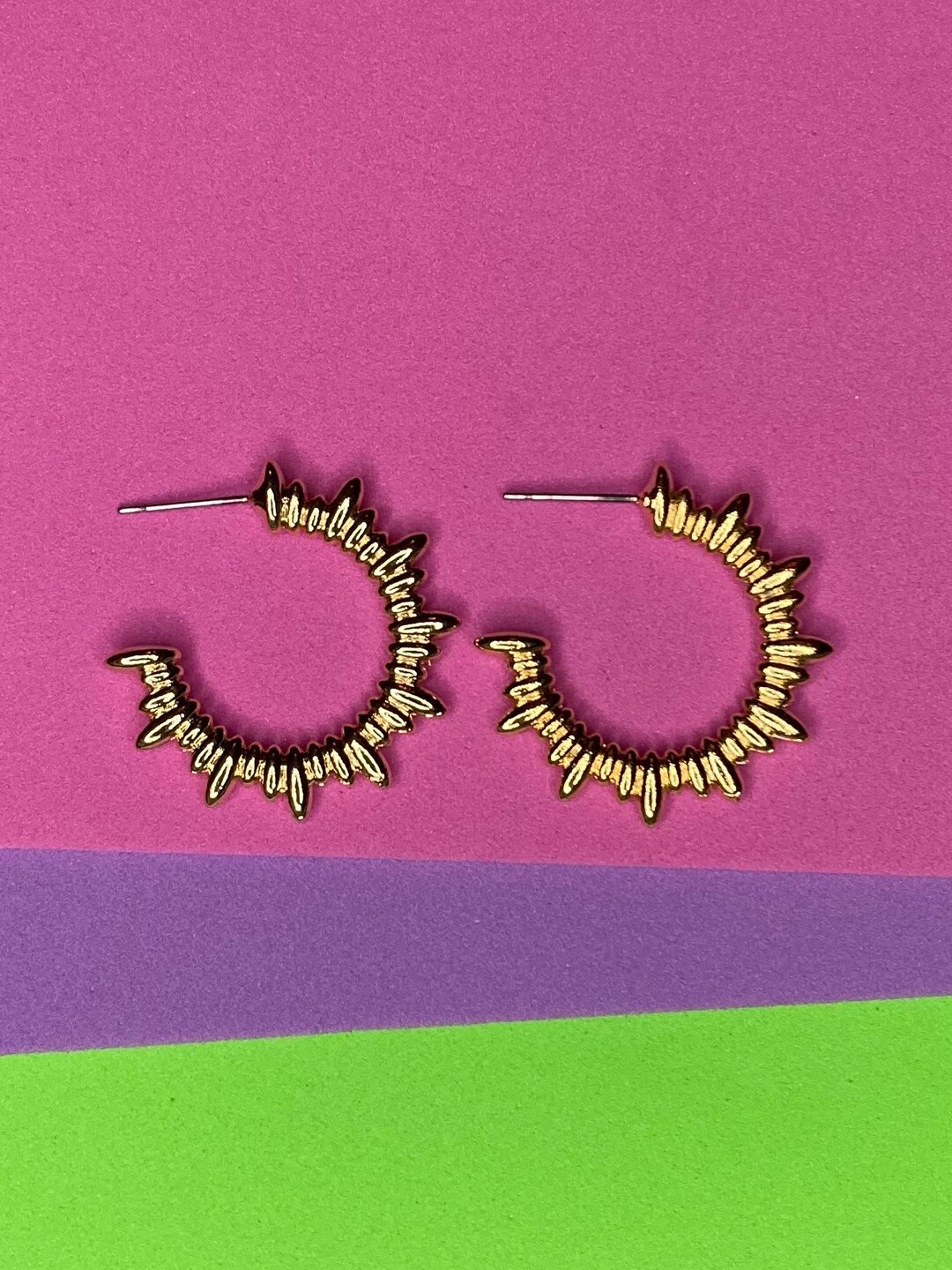 Spike Hoop Earrings Gold Sun Earrings Pointed Hoops Gold - Etsy