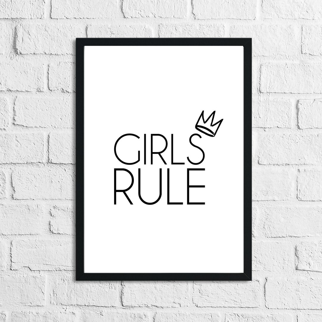 Girls Rule Crown Children's Bedroom Room Wall Decor Print - Etsy