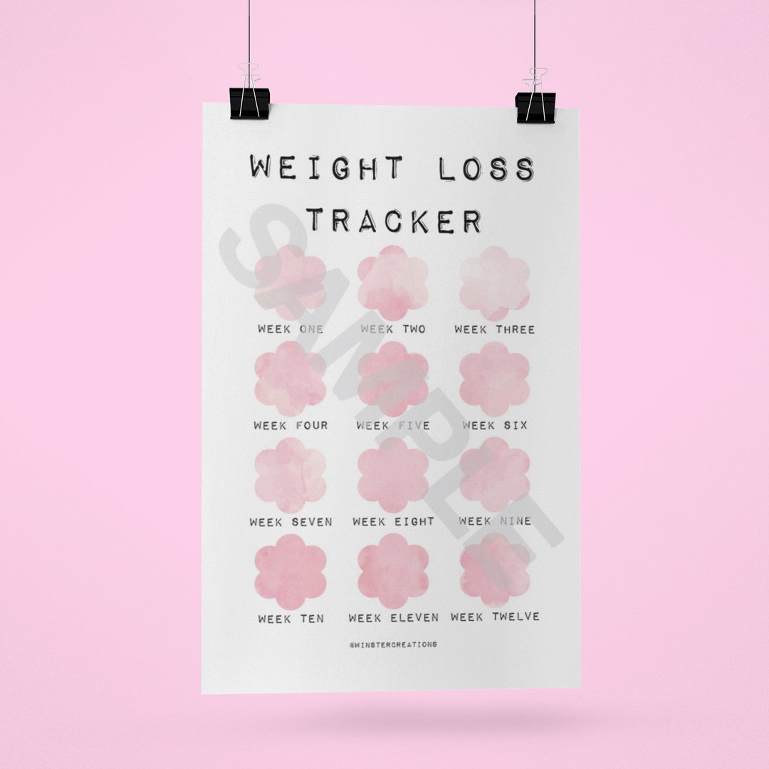 Pink Watercolour 12 Week Weight Loss Tracker | Weight Loss Chart ...