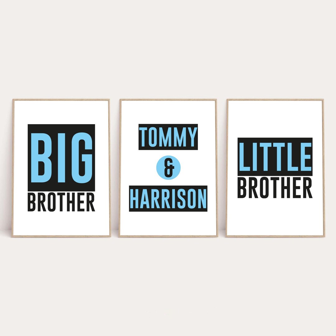 Big Brother Little Brother Name Children's Bedroom Wall Decor Set of 3 ...