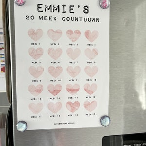 Personalised A4 Any Name 20 Week Marble Heart Countdown Weight Loss ...