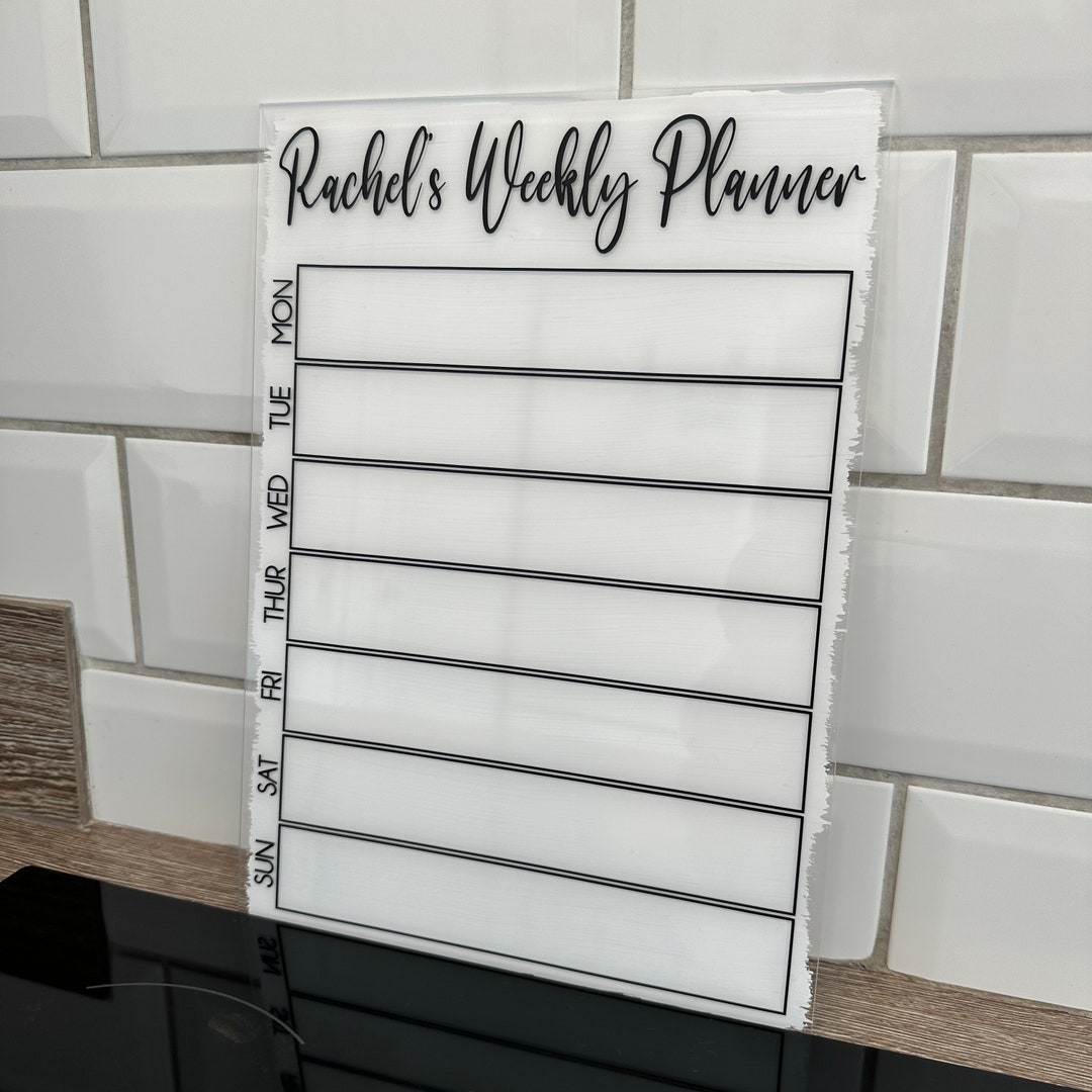 Personalised Name Weekly Planner Painted A4 Clear Acrylic Wipeable Sign ...
