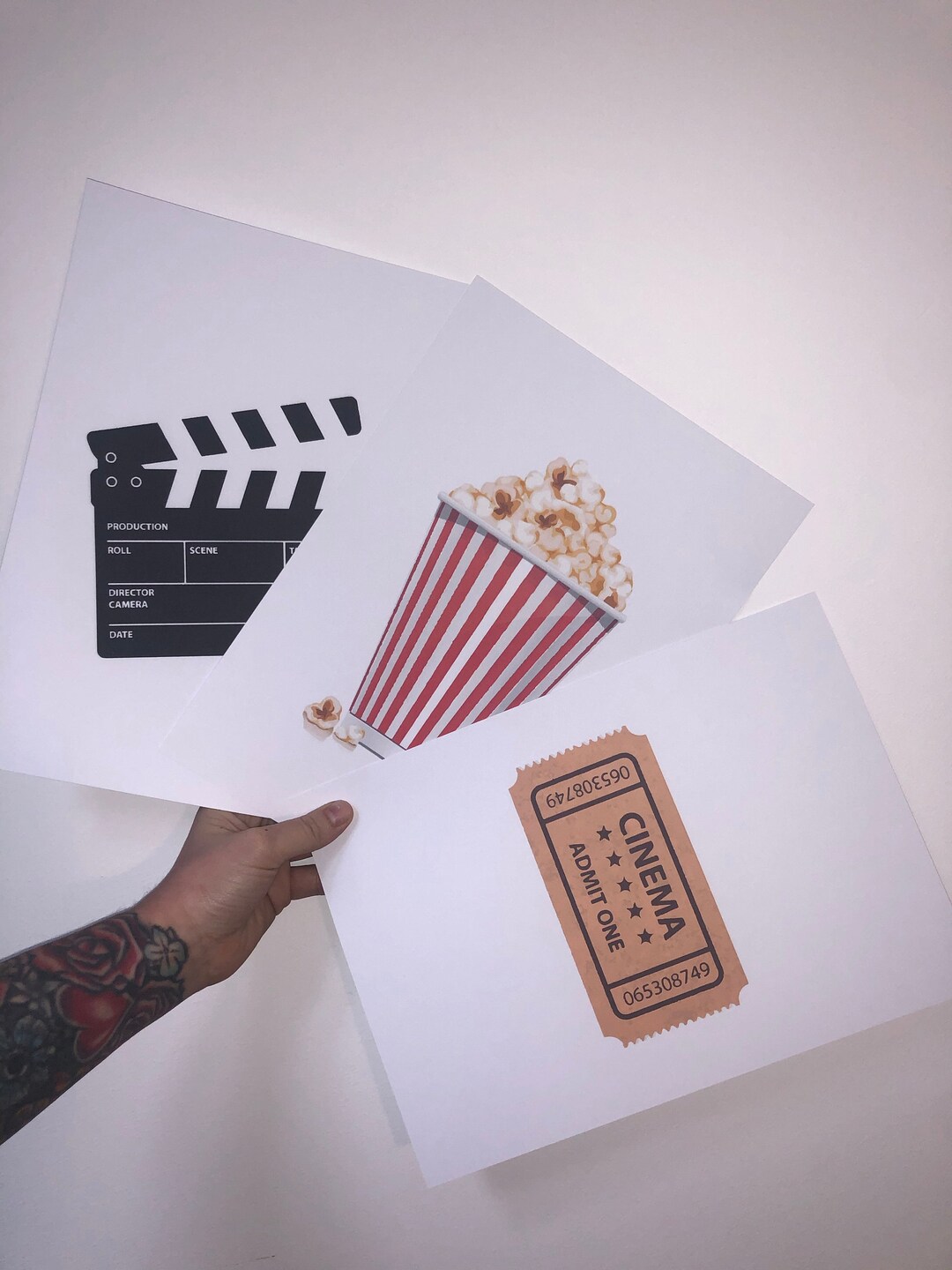 Cinema Room Popcorn Ticket Set of 3 Bedroom Living Prints - Etsy