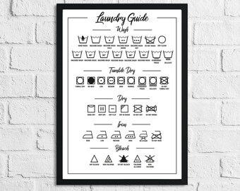 Laundry Guide Washing Room Sign Framed Wall Print Laundry - Etsy UK