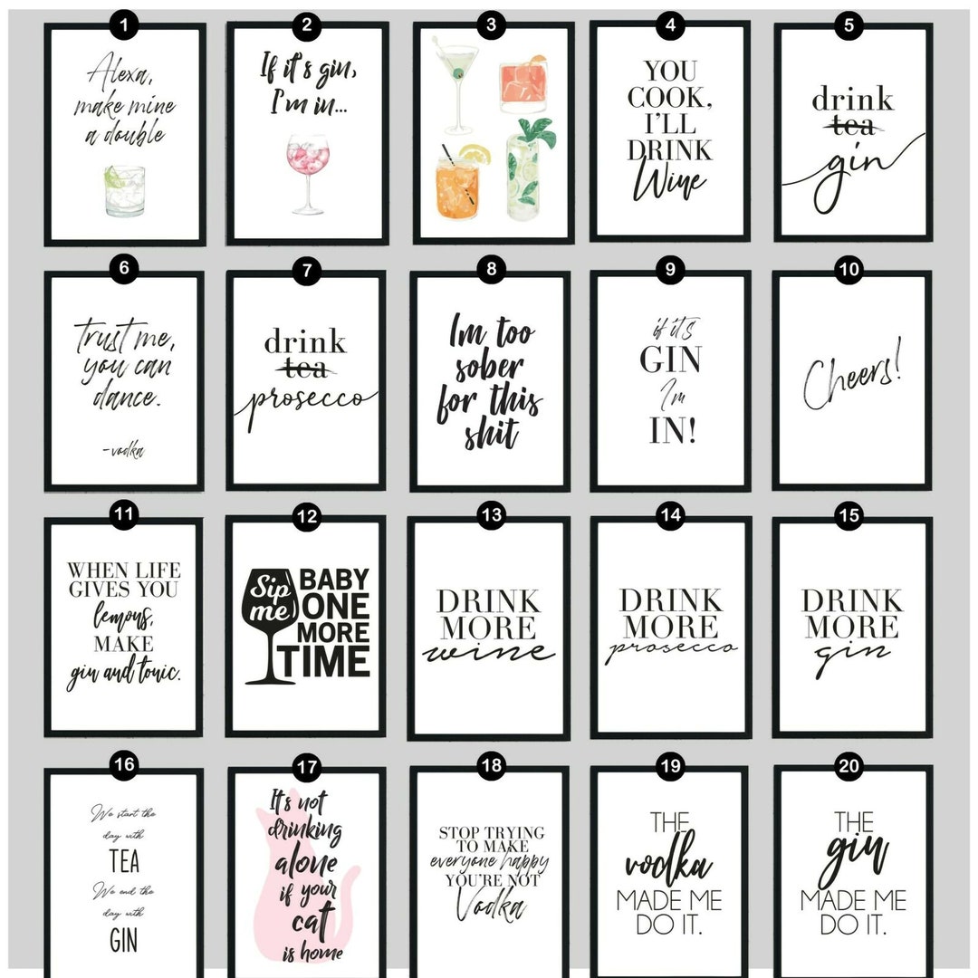 Funny Alcohol Drinking Quote Prints Humorous Kitchen Home Wall Decor ...