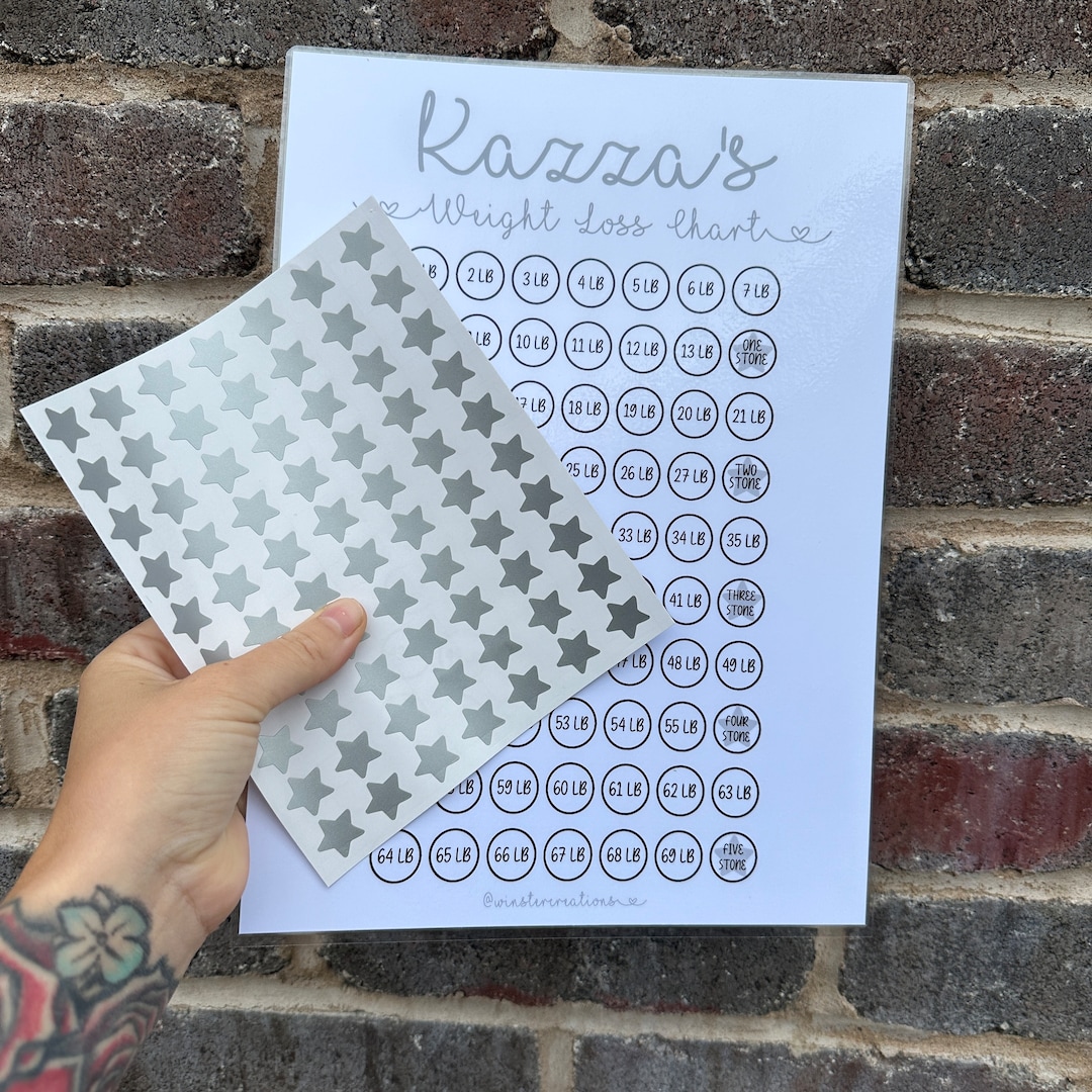 Personalised Name Heart Weight Loss Chart Tracker Print - Printed ...