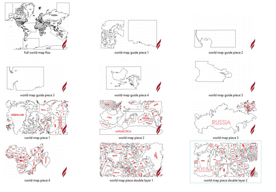 Map of the World 3D, Laser Cut File, SVG, Multilayered, File for FLUX ...