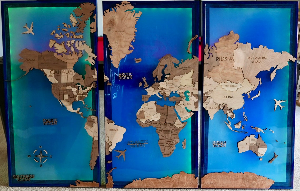 Map of the World 3D, Laser Cut File, SVG, Multilayered, File for FLUX ...