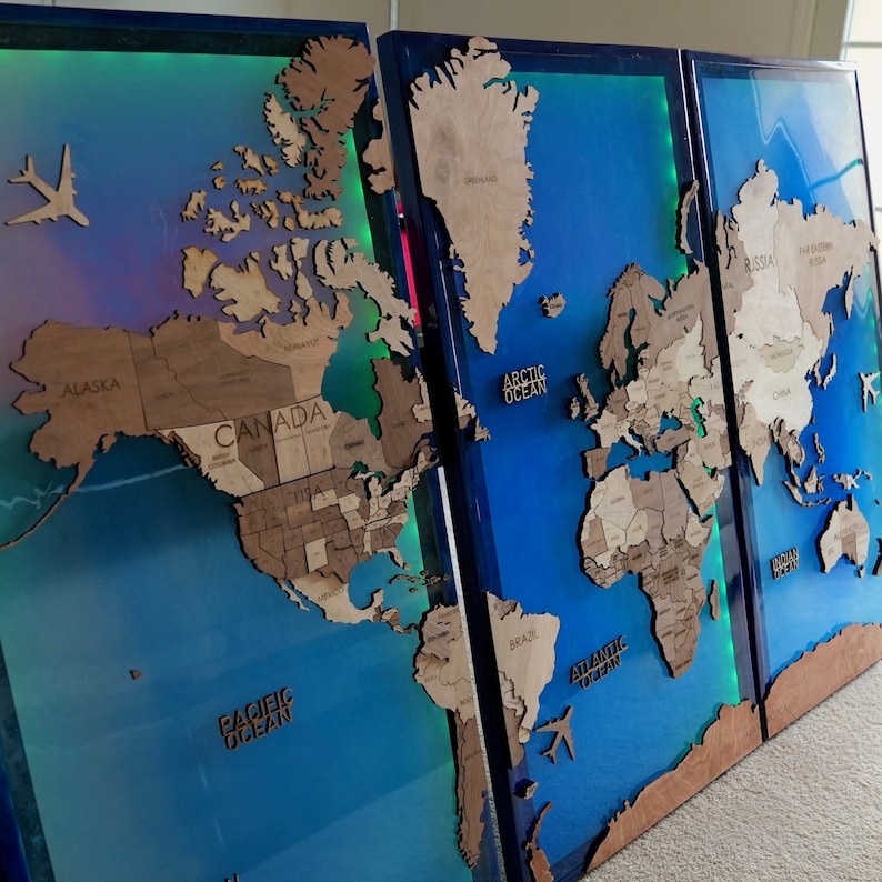 Map of the World 3D, Laser Cut File, SVG, Multilayered, File for FLUX ...