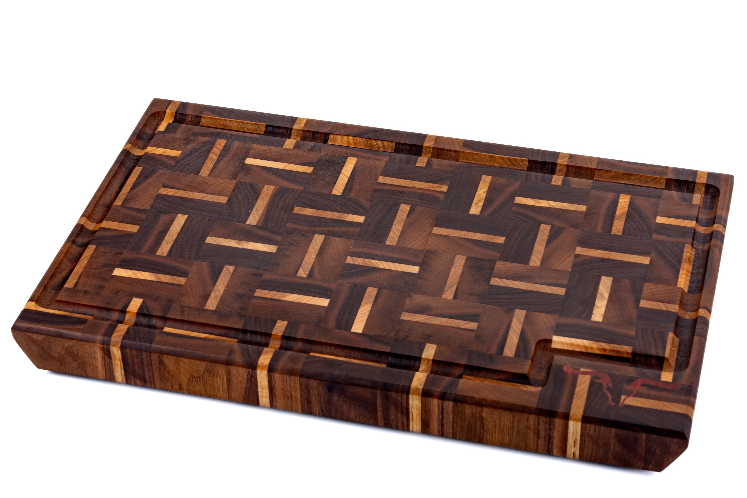 Walnut and Maple Engrain Cutting Board With Pattern and Inlay - Etsy