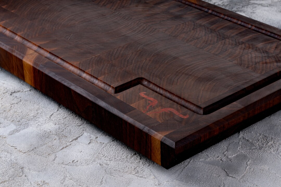 Black Walnut End Grain Cutting Board With Inlay - Etsy