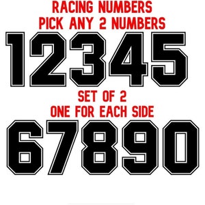 Custom Racing Number Decals (set of 2) Pick Any 2 Numbers - Etsy