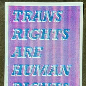 Trans Rights Are Human Rights Poster Risograph Print - Etsy