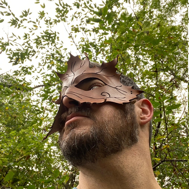 Leaf Druid Mask Guardian Leather Mask Victorian Costume - Etsy