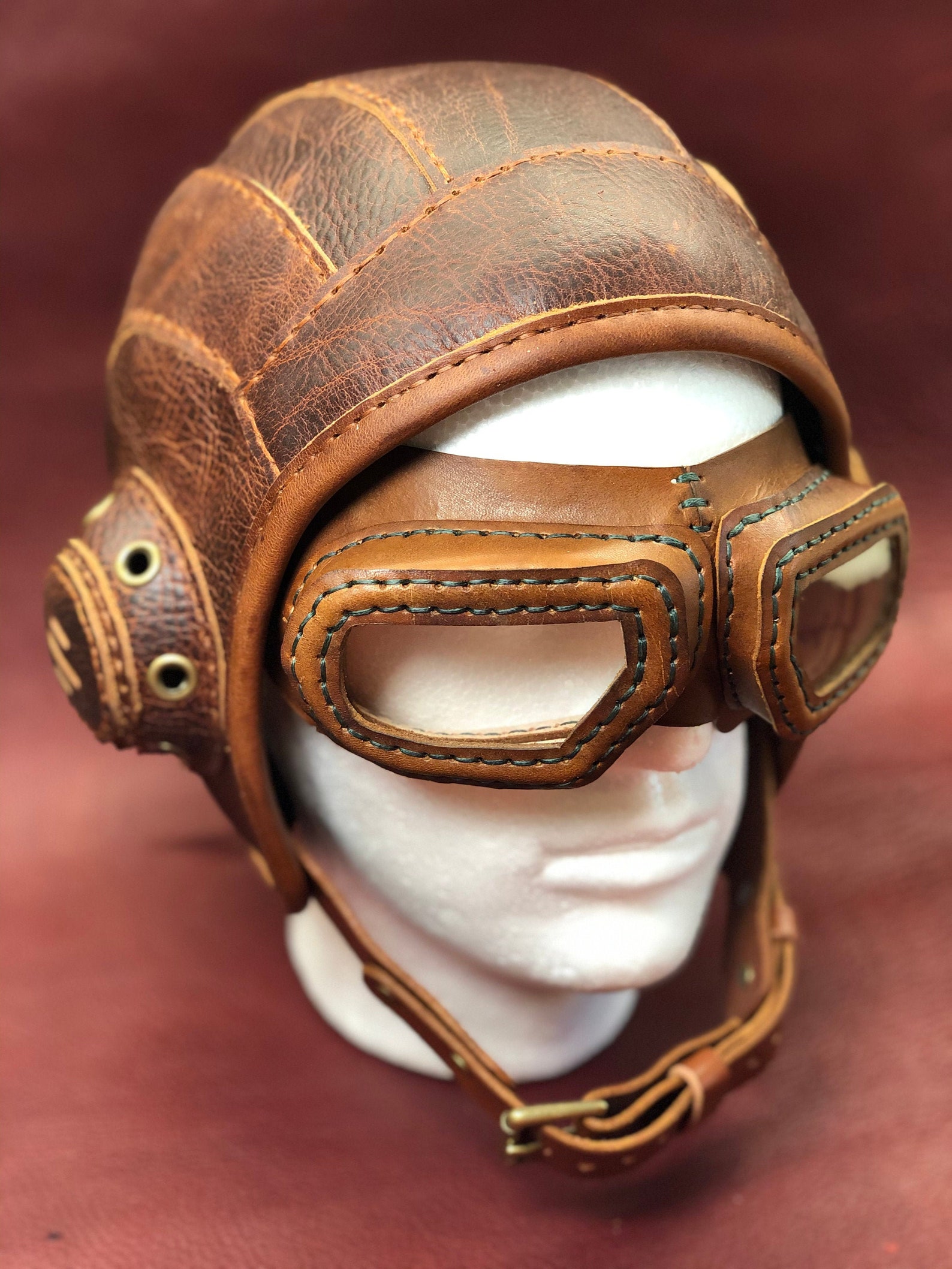 Handmade Leather Aviator Cap: Steampunk Victorian Costume, Adjustable ...
