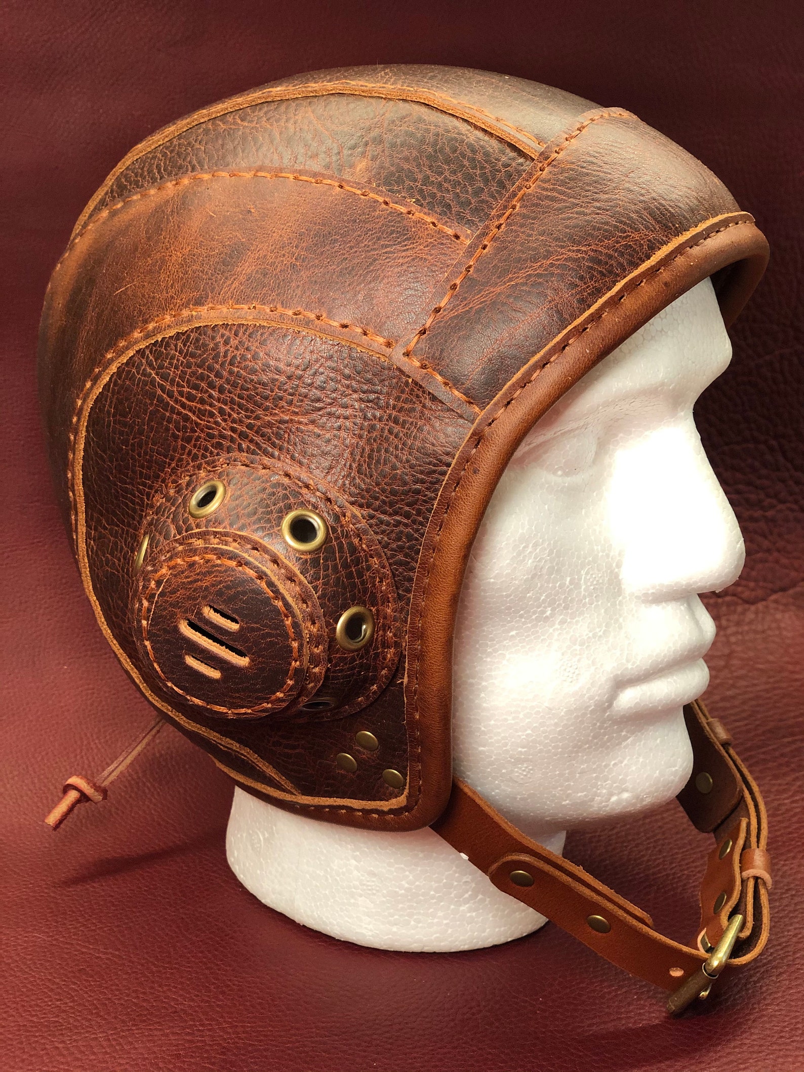 Handmade Leather Aviator Cap: Steampunk Victorian Costume, Adjustable ...