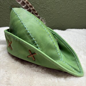 Handmade Leather Robin Hood Hat - Green Bycocket With Feather - LARP ...
