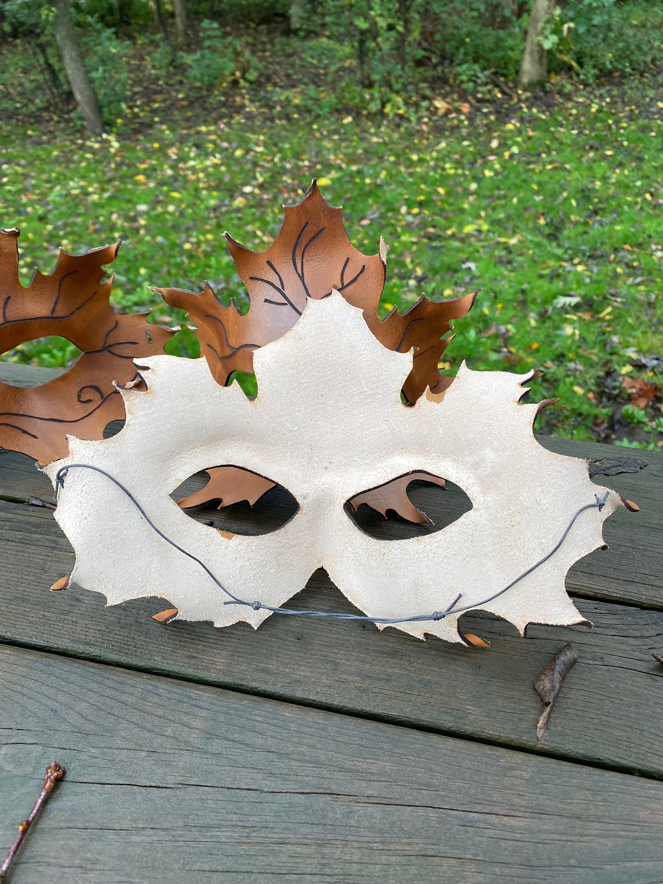 Leaf Druid Mask Guardian Leather Mask Victorian Costume Halloween Elven ...