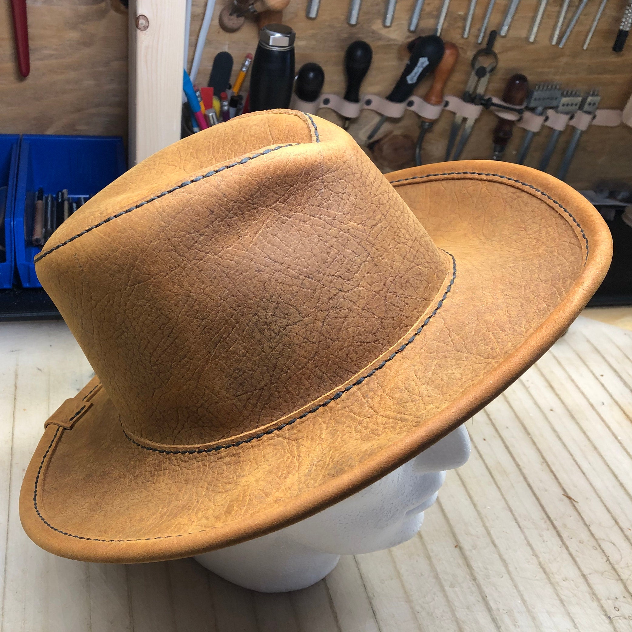 Leather Hat Cowboy Hat Western Handmade Hat Aussie Style | Etsy