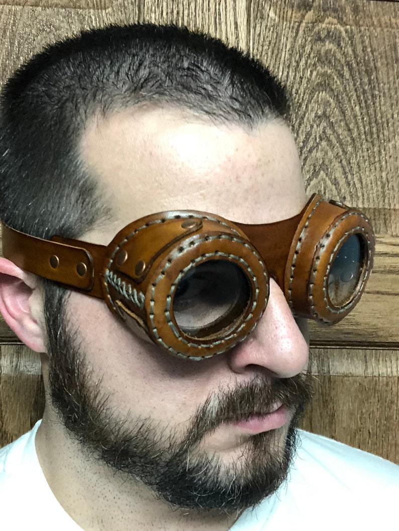 Handmade Leather Steampunk Goggles Adjustable Goggle Victorian Costume ...
