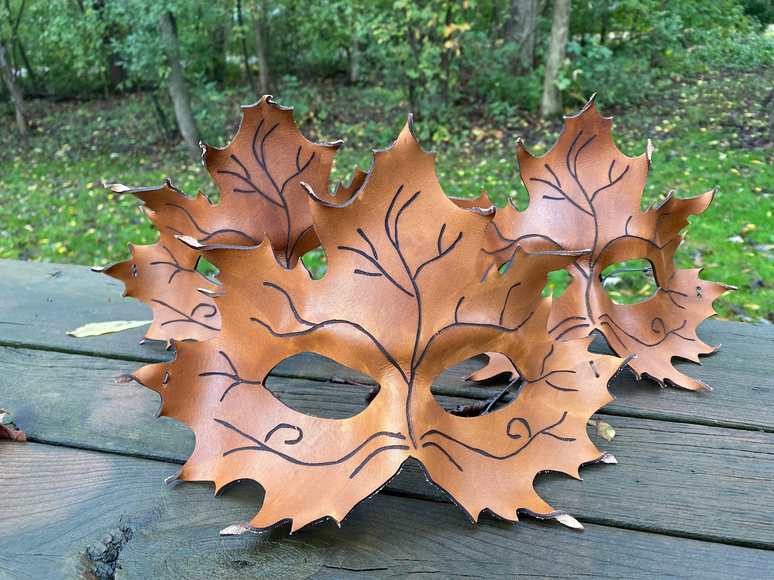 Leaf Druid Mask Guardian Leather Mask Victorian Costume | Etsy