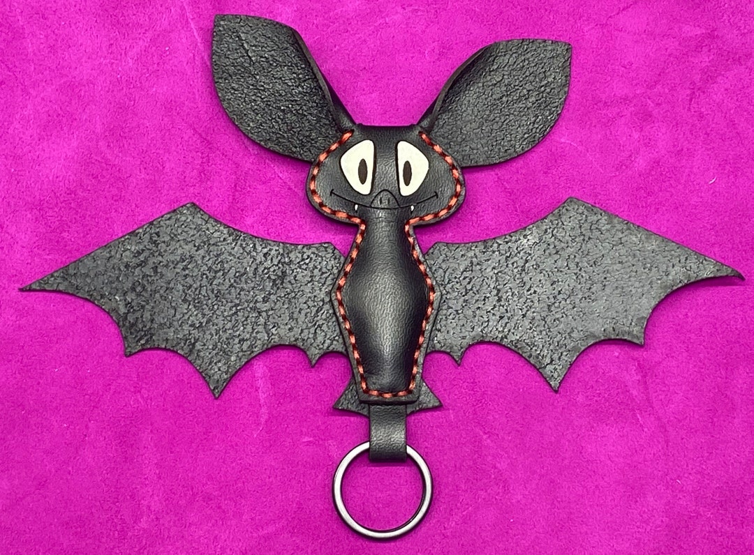 Leather Bat Keychain: Adorable Fantasy Bag Charm - Etsy