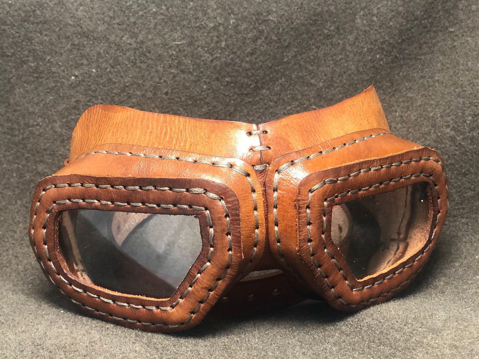 Aviator Steampunk Goggles Leather Adjustable Goggle Victorian Costume ...