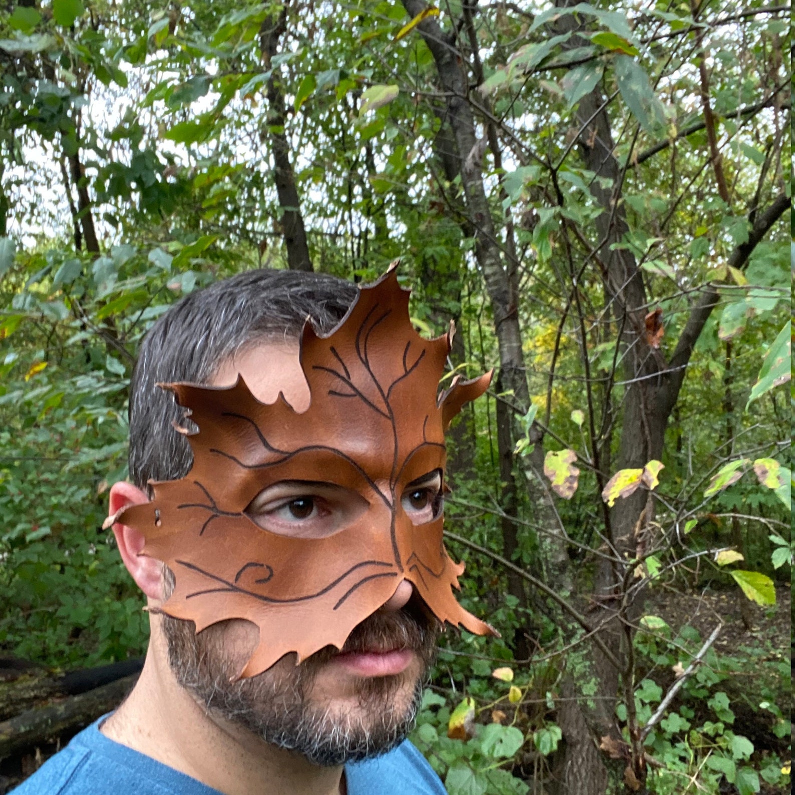Leaf Druid Mask Guardian Leather Mask Victorian Costume - Etsy