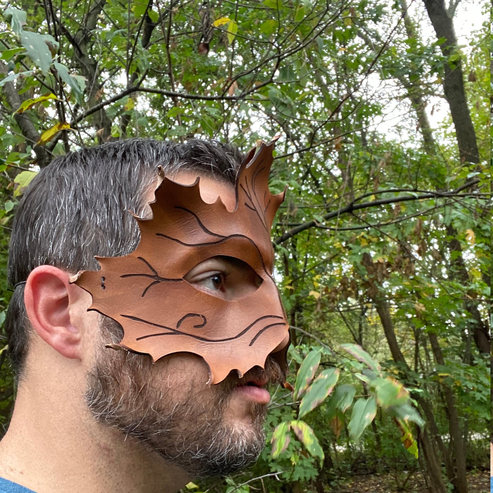 Leaf Druid Mask Guardian Leather Mask Victorian Costume - Etsy