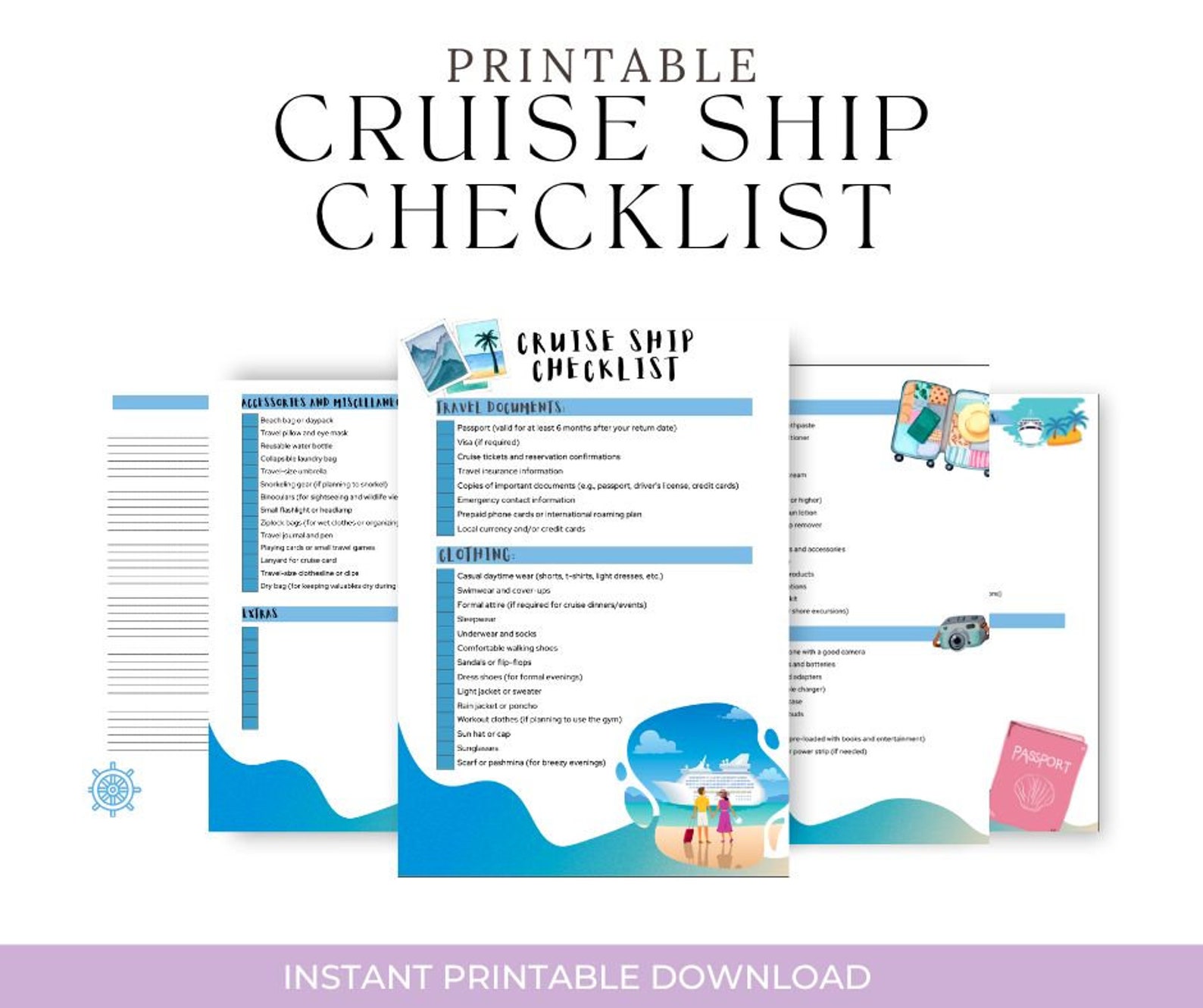 Printable Cruise Ship Checklist , Travel Digital Download - Etsy
