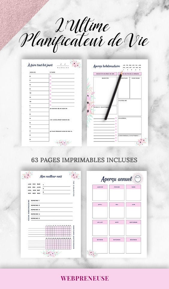 Planificateur D'objectifs Annuel En Francais Imprimable - Etsy