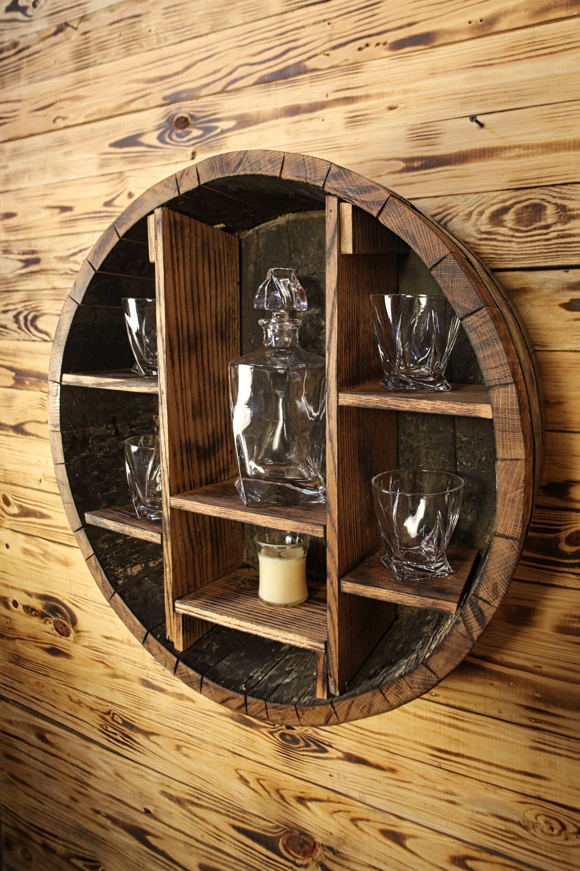 Whiskey Barrel Decanter Set With Shelf, Decanter and 4 Glasses - Etsy ...