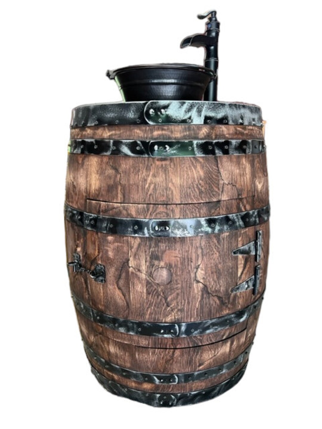 3/4 Barrel "canyon" Vanity With Black Hammered Pail Sink and Waterfall ...